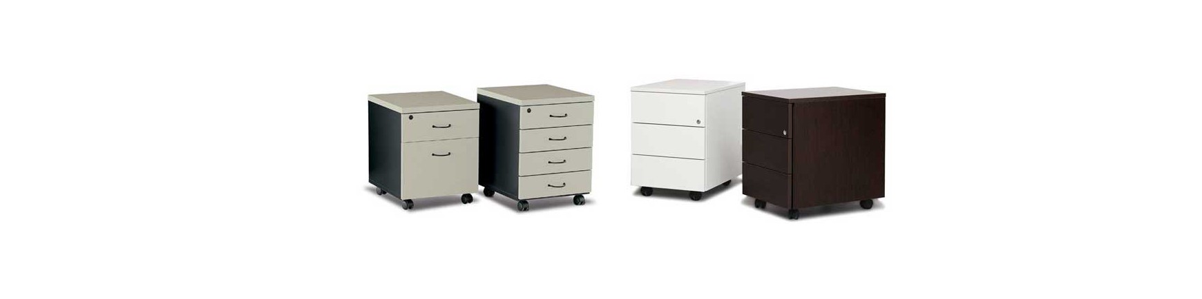 Rollbox - casetiera mobila, birou trei sertare fete aplicate, bicolor